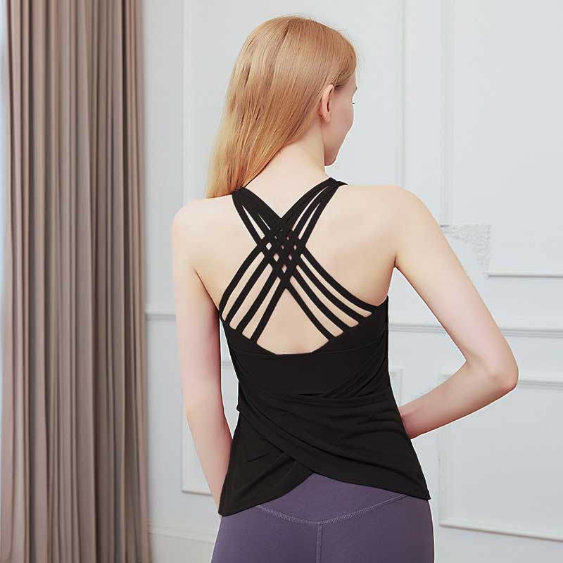 Lesmart Women's Open Back Strappy Athletic Yoga Tops